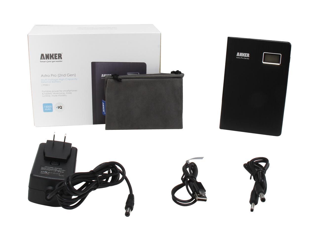 Anker 2nd Gen Astro Pro2 Black 20000 mAh Quad-Port External Battery ...