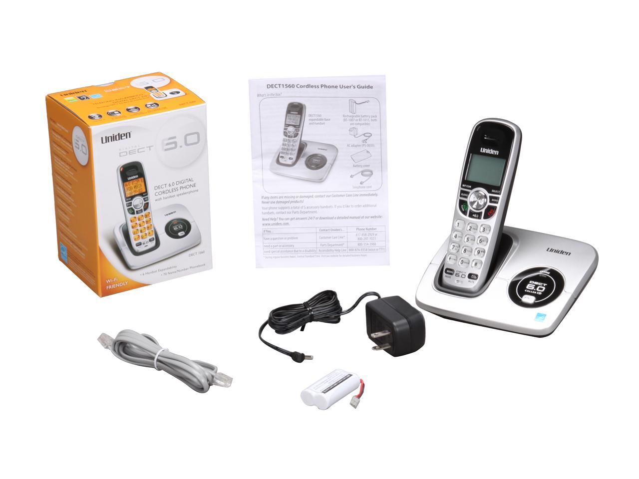 Uniden DECT1560 1.9 GHz Digital DECT 6.0 1X Handsets Cordless Phone ...