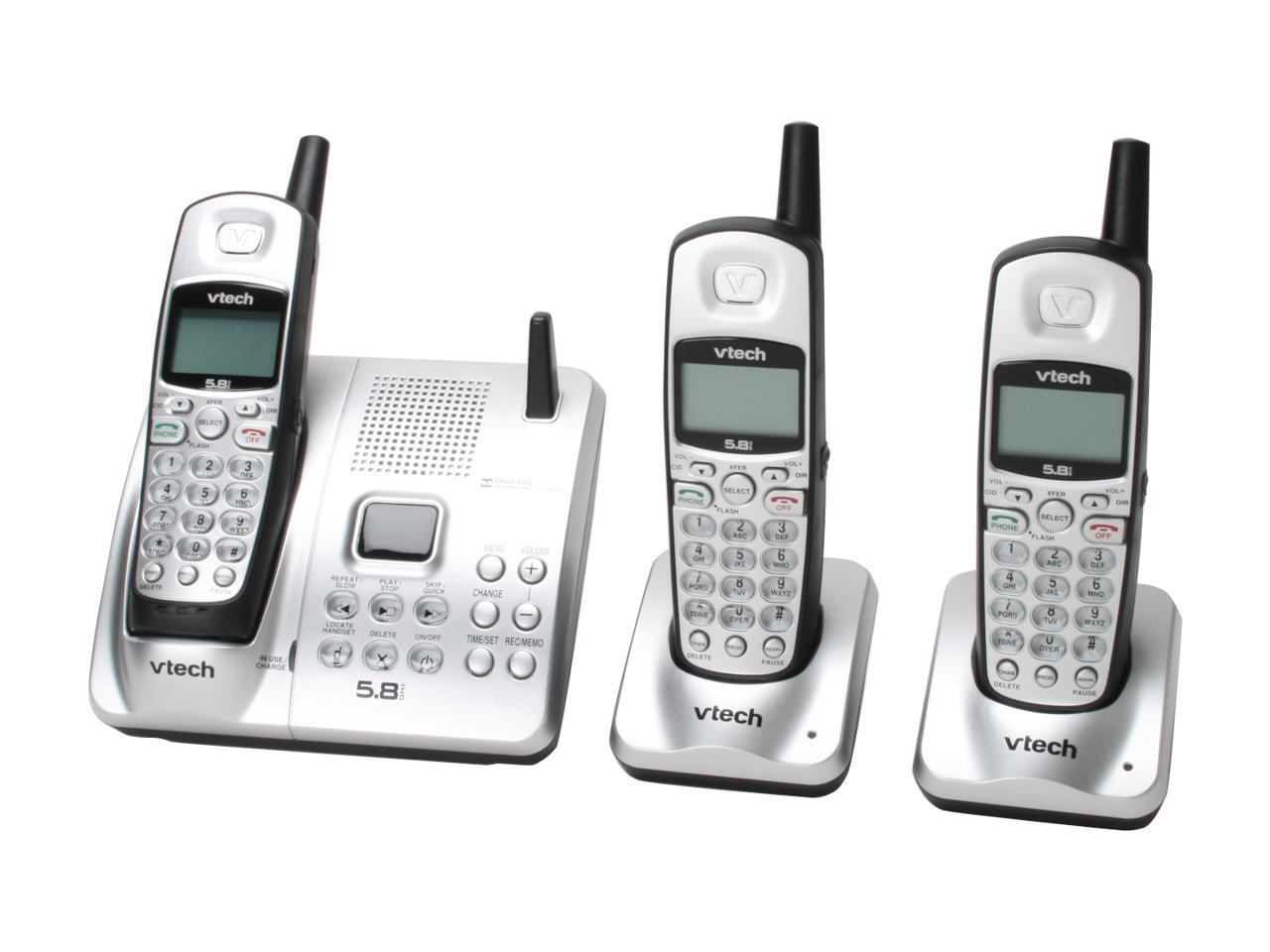 Refurbished: Vtech 5874 5.8 GHz Analog 3X Handsets Cordless Phone ...