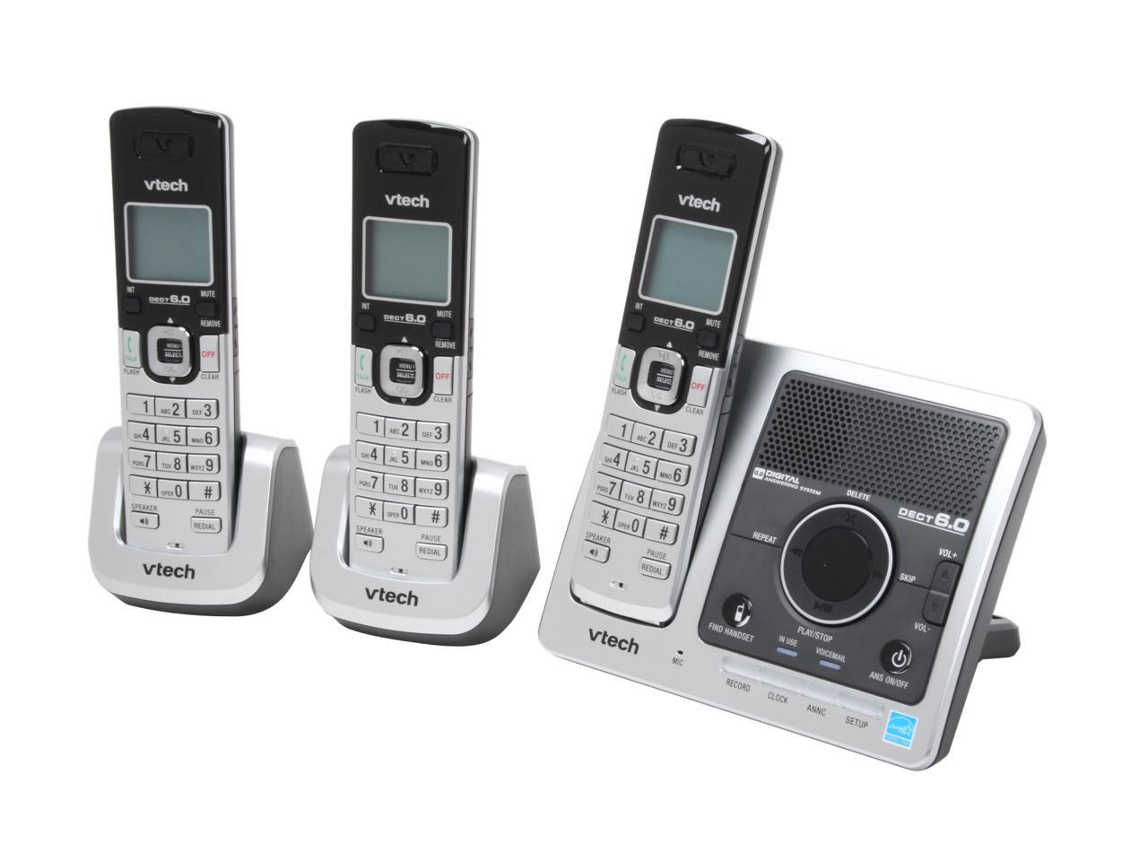 Vtech DS6121-3 1.9 GHz Digital DECT 6.0 3X Handsets Cordless Phone ...