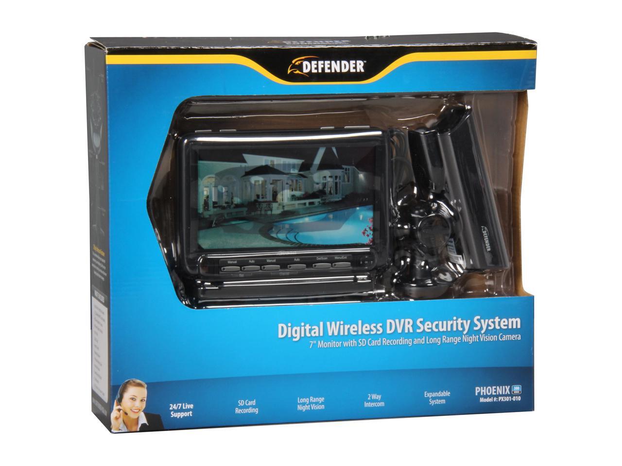 Defender NWG301-PX010 MPEG4 Digital Wireless DVR Security System with 7 ...