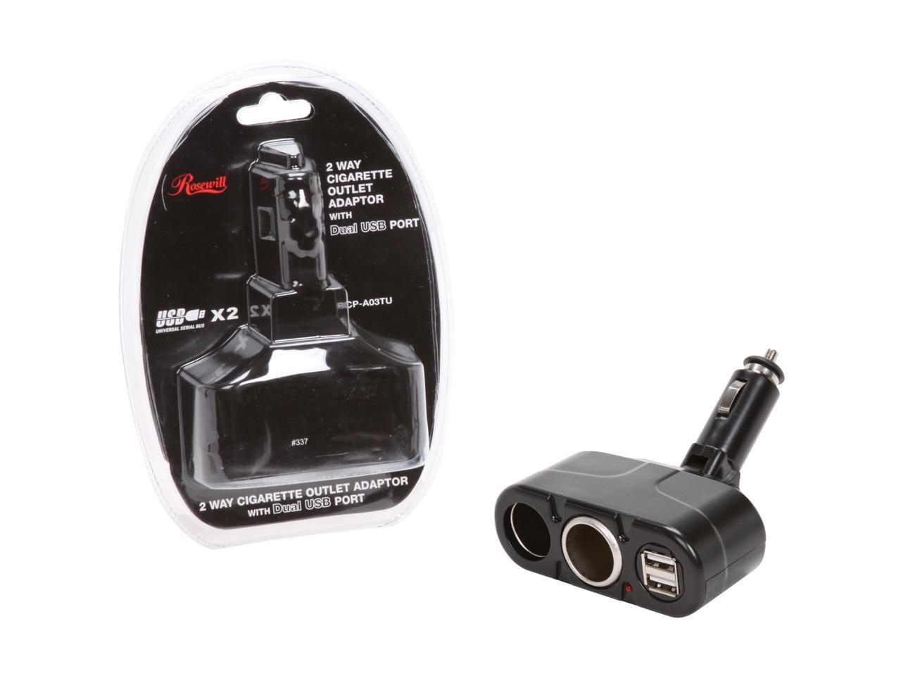 Rosewill RCP-A03TU Dual Cigarette Outlet Adaptor with Dual USB Port at ...
