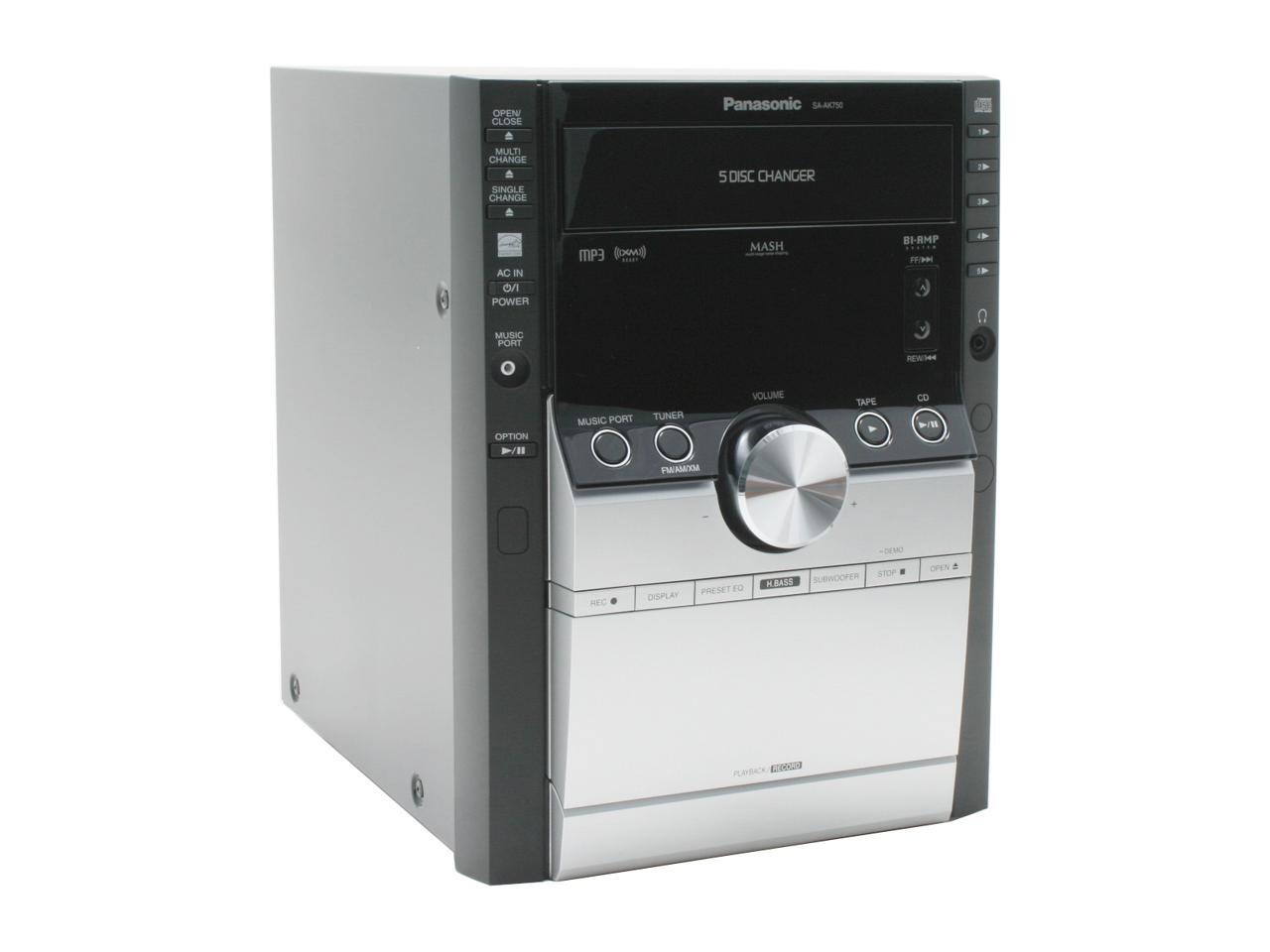 Panasonic CD/Cassette/Radio 5-Disc Changer Mini Audio System SC-AK750 ...