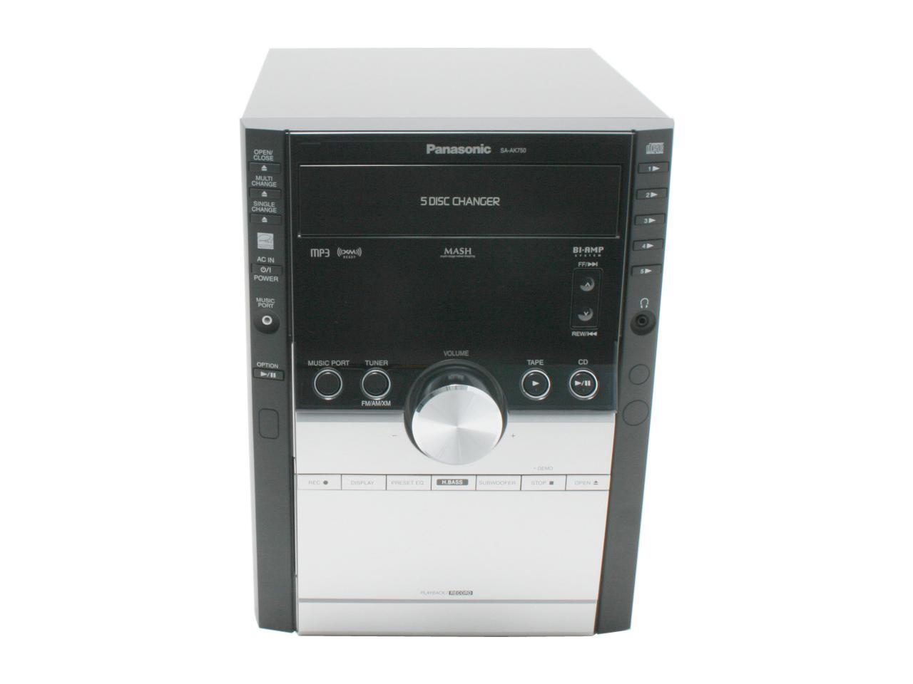 Panasonic CD/Cassette/Radio 5-Disc Changer Mini Audio System SC-AK750 ...