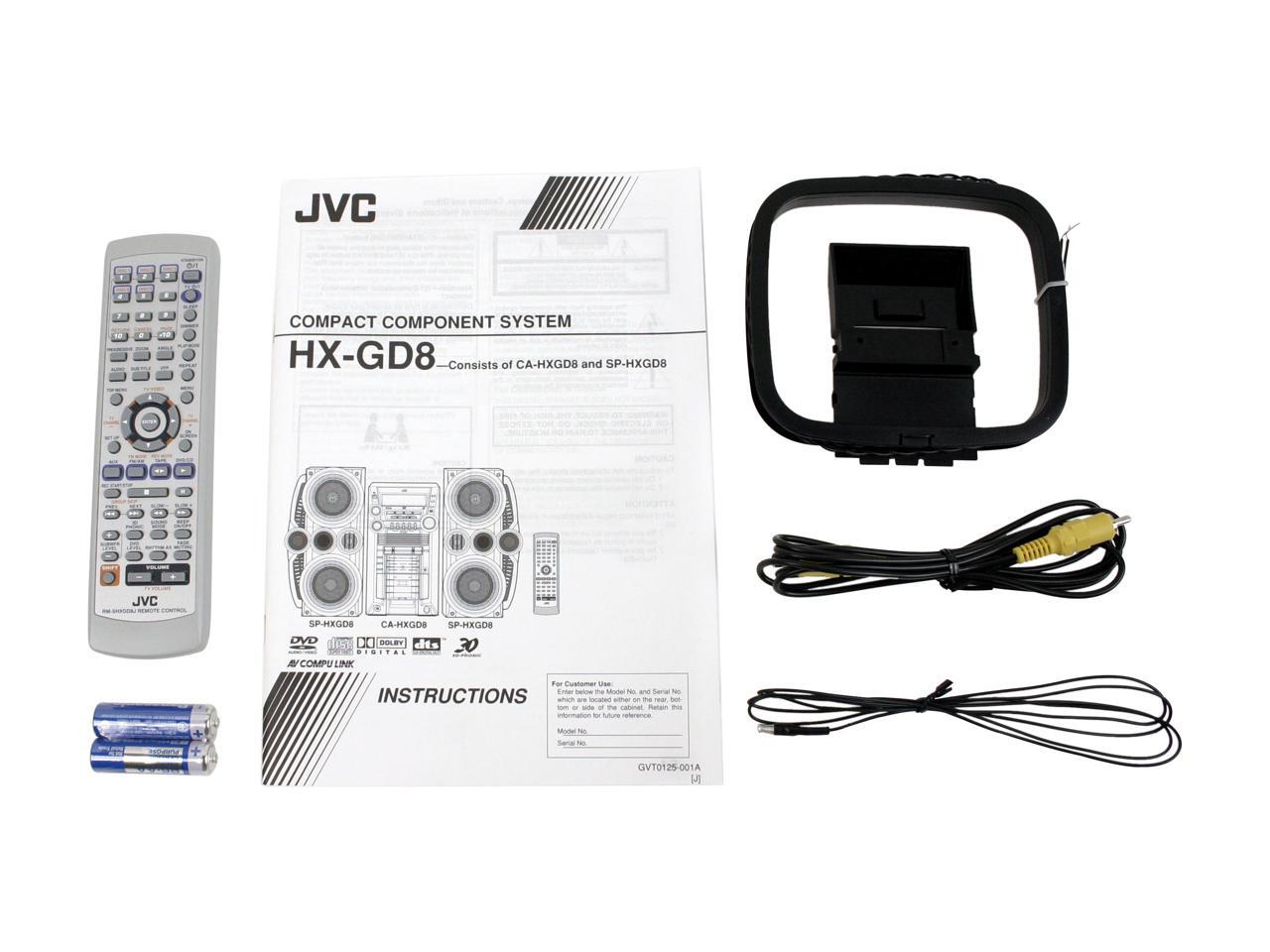 JVC DVD/CD/Cassette/MP3 5-DVD Tray Changer Mini Video System HX-GD8 ...