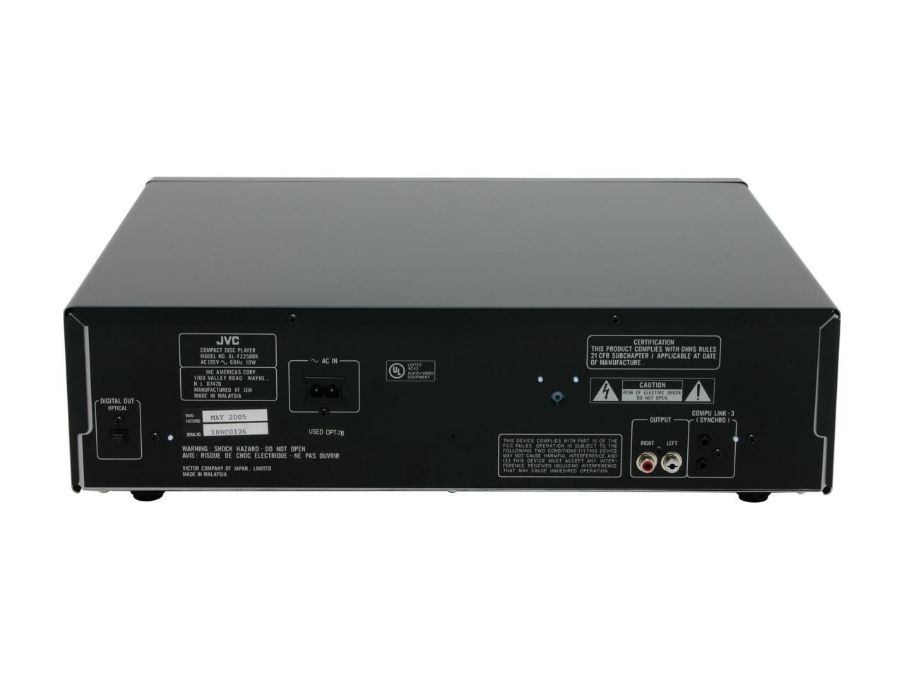 JVC XL-FZ258BK 5 Disc Carousel CD Changer Black - Newegg.com