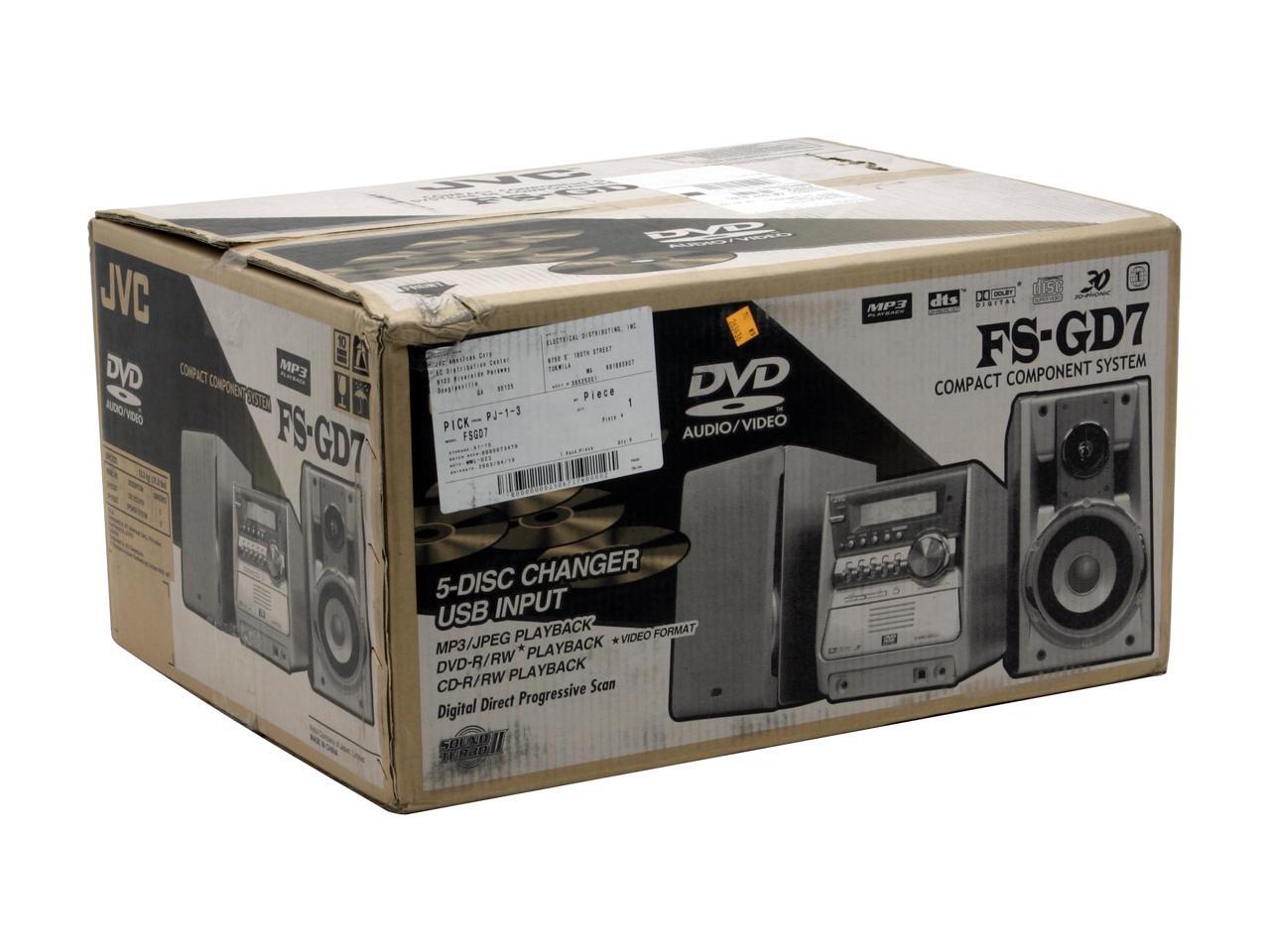 JVC FS-GD7 Progressive Scan 5-DVD Micro Component System w/ USB Input ...