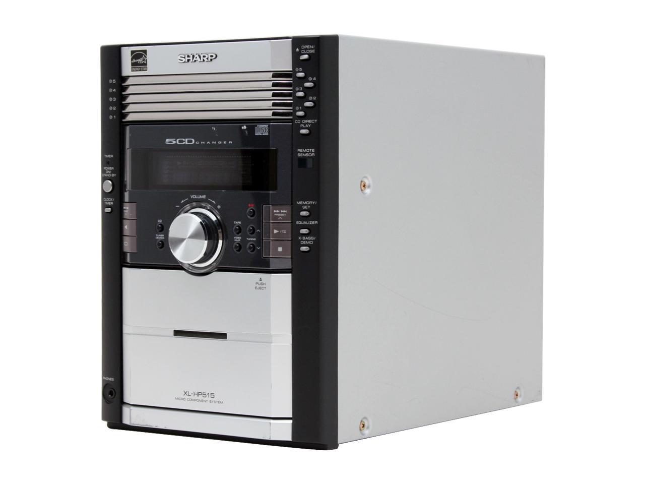 Refurbished: SHARP CD/Radio 5-Disc Changer Shelf System XL-HP515 ...