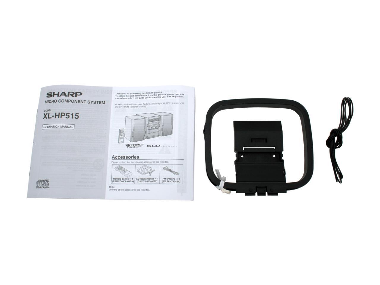 Refurbished: SHARP CD/Radio 5-Disc Changer Shelf System XL-HP515 ...