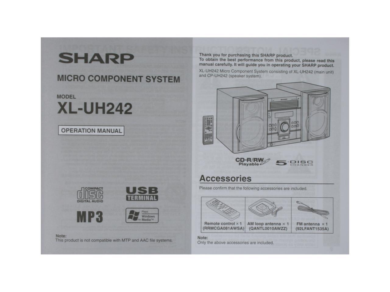 SHARP CD/MP3/Radio 5-Disc Changer Shelf System XL-UH242 - Newegg.com