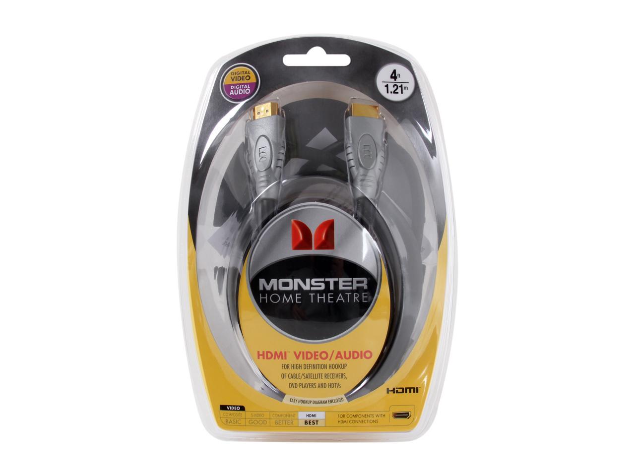 Monster Cable 128202-00 4 ft. Standard THX-Certified THX V100 HDMI ...