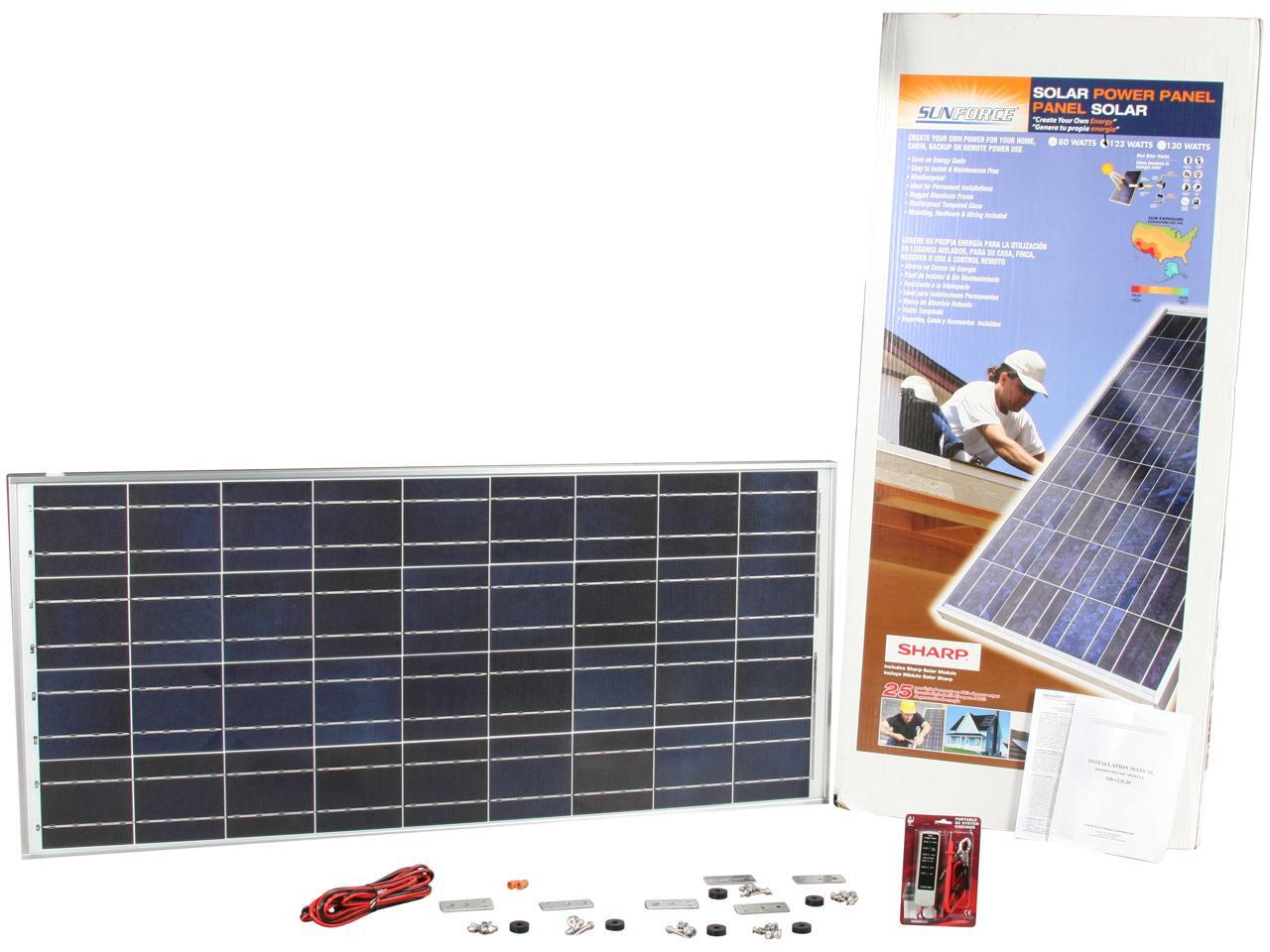 Sunforce 39110 123 Watt Polycrystalline Solar Panel with Sharp Module ...