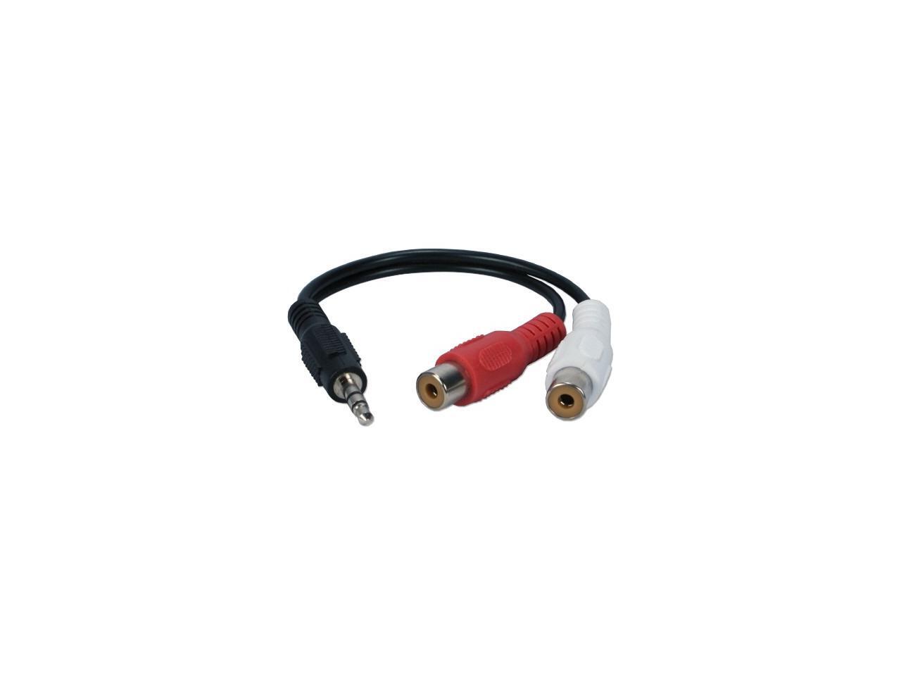 QVS CC399MF 6" 3.5MM Mini-Stereo Male to Two RCA Female Speaker Adapter ...