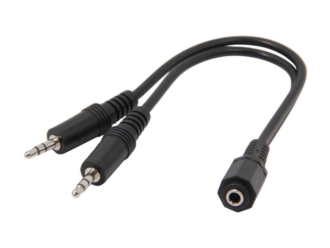 Link Depot AUDIO-ADT-1F2M 6" 3.55MM STEREO JACK/TWO 3.55MM STEREO PLUG ...