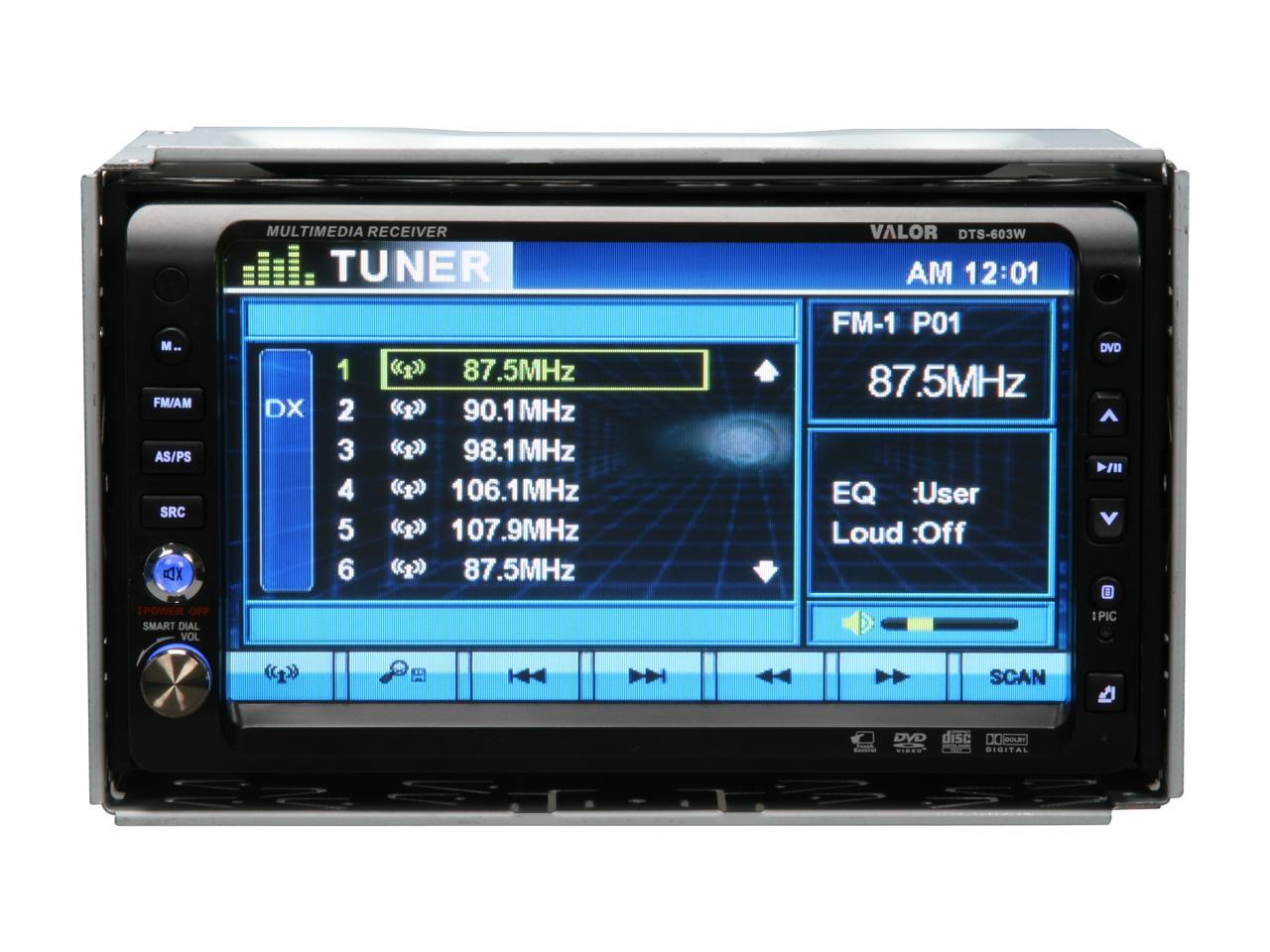 Valor 180W Double-Din AM/FM DVD/CD Player with 6.5" Touch Screen ...