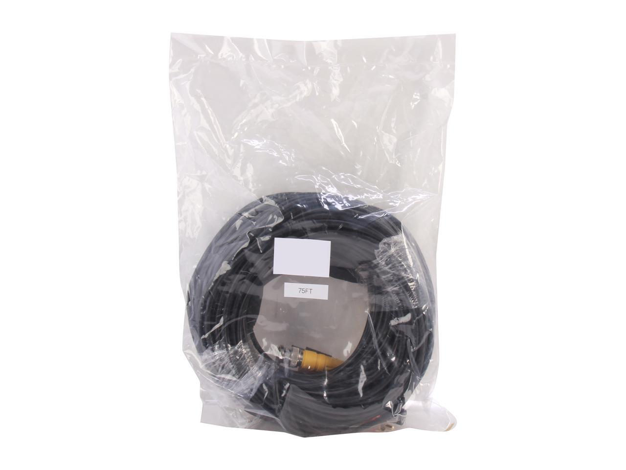 BYTECC SCC-75RB 75 ft. Security Camera Cable + Power, BNC Male + RCA ...