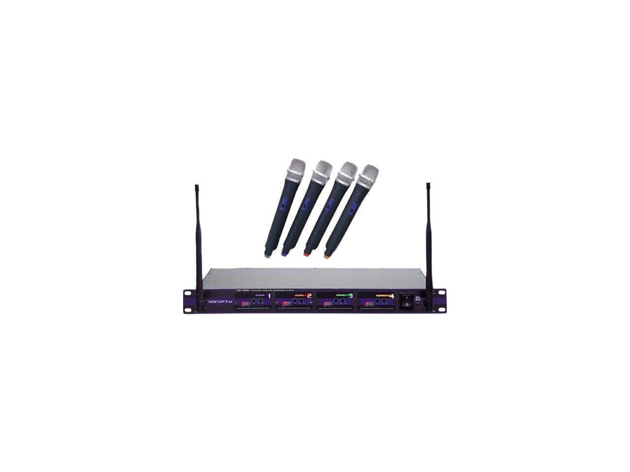 VocoPro UHF-5800 Professional 4-Channel UHF Wireless Microphone System ...