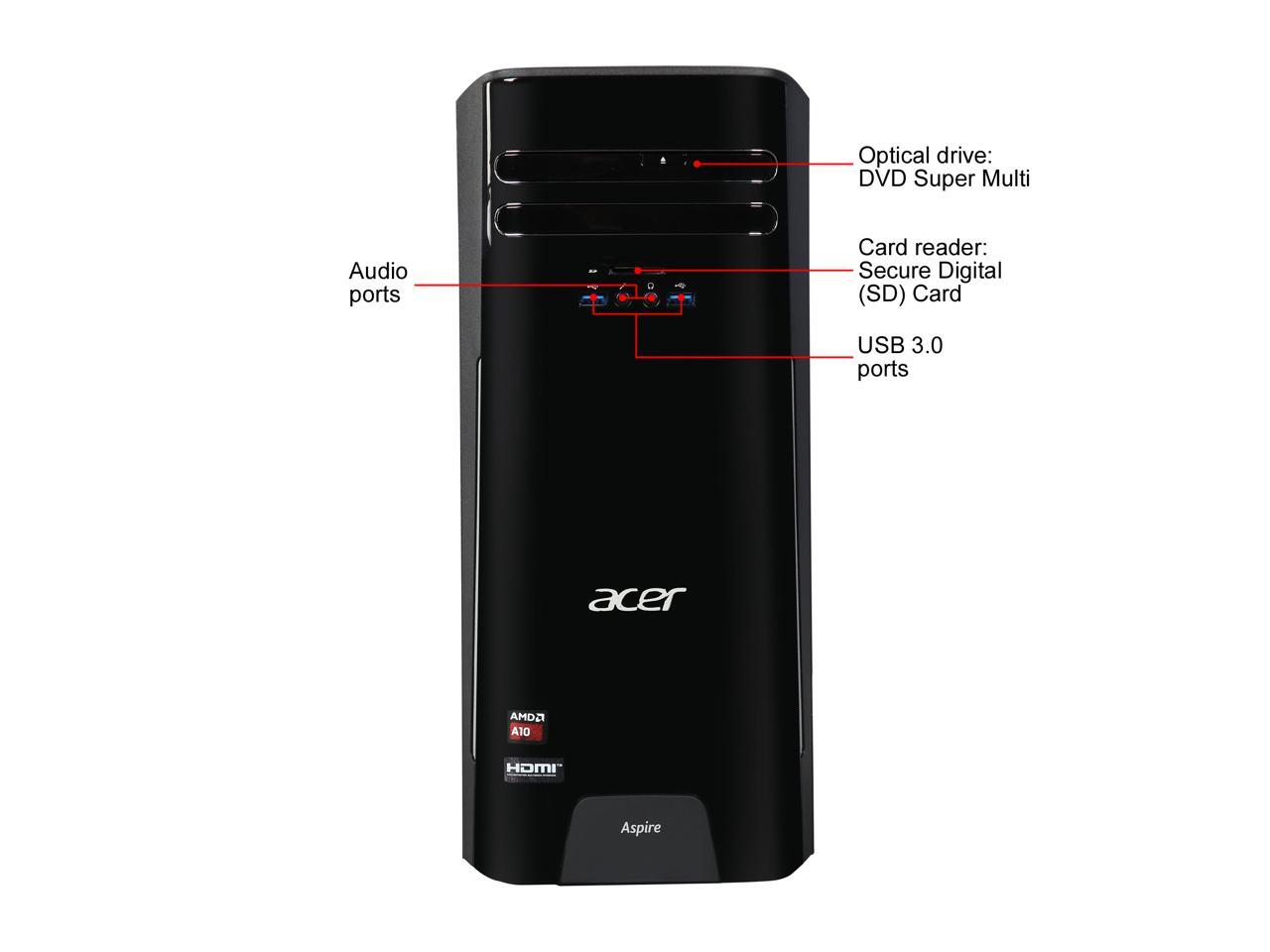 Acer Desktop Computer Aspire ATC-280-UR11 AMD A10-7800 12GB DDR3 2TB ...
