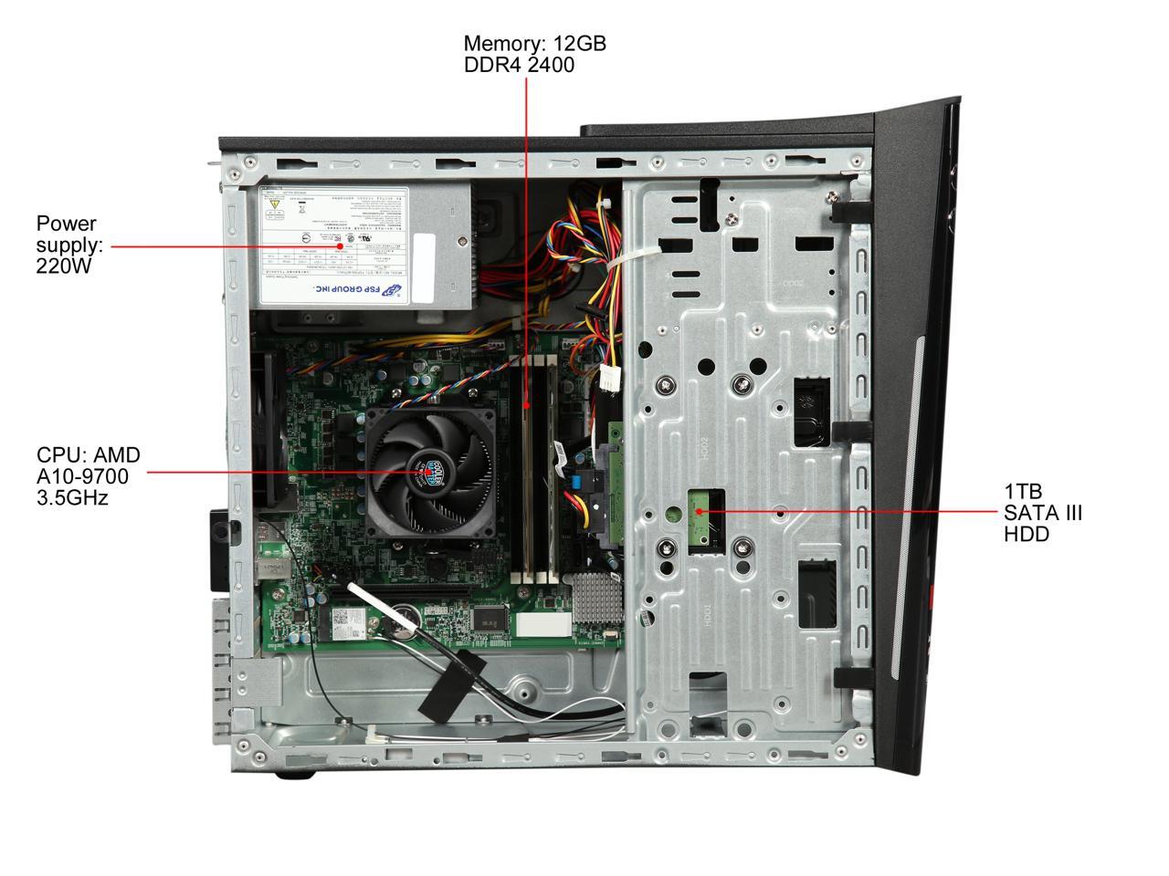 Acer Desktop Computer Aspire TC-281-UR12 AMD A10-9700 12GB DDR4 1TB HDD ...