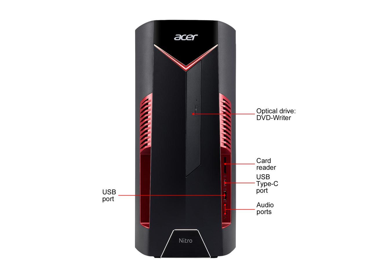 Acer Gaming Desktop Nitro 50 N50-600-UR15 Intel Core i5-8400 8GB DDR4 ...