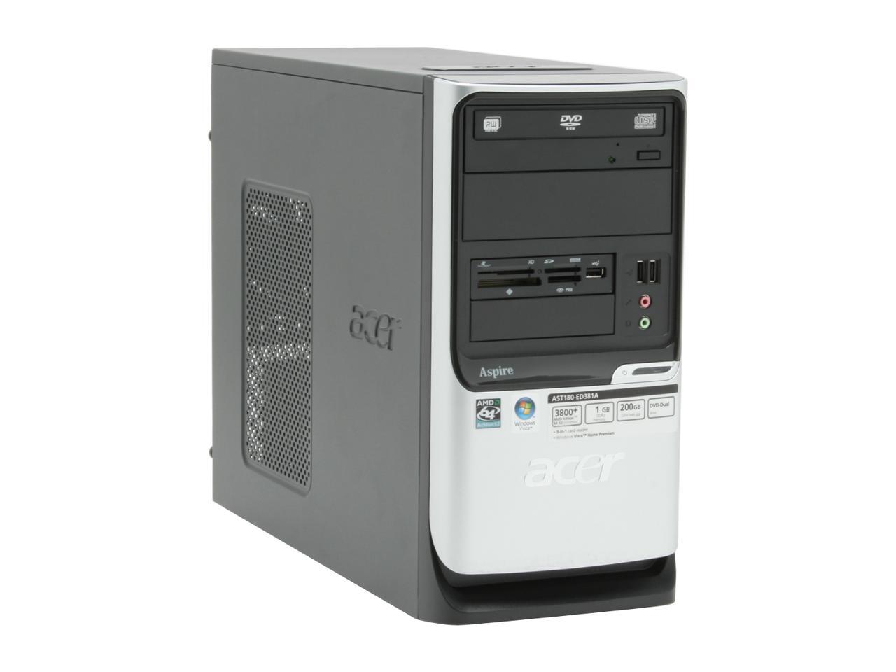Acer Desktop PC Aspire AST180-ED381A 3800+ (2.00 GHz) 1GB DDR2 200GB ...