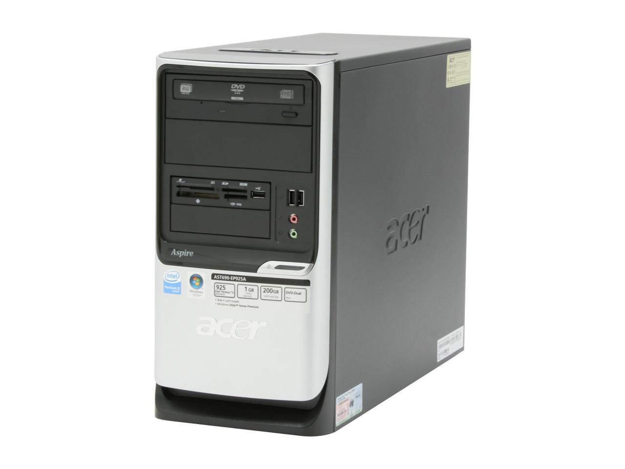 Acer Desktop PC Aspire AST690-EP925A Intel Pentium D 935 1GB DDR2 200GB ...