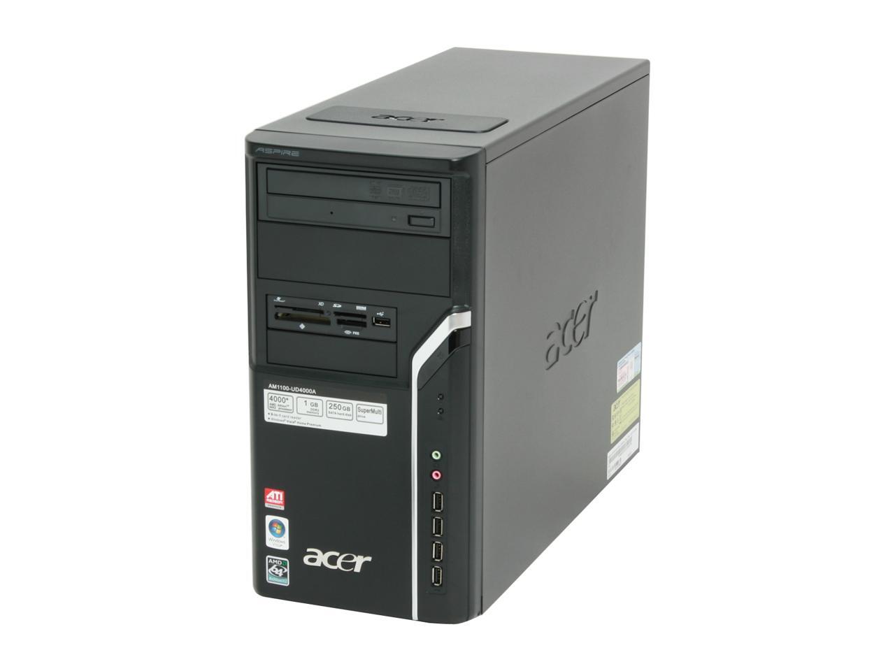 Acer Desktop PC AM1100-UD4000A 4000+ 1GB DDR2 250GB HDD Windows Vista ...