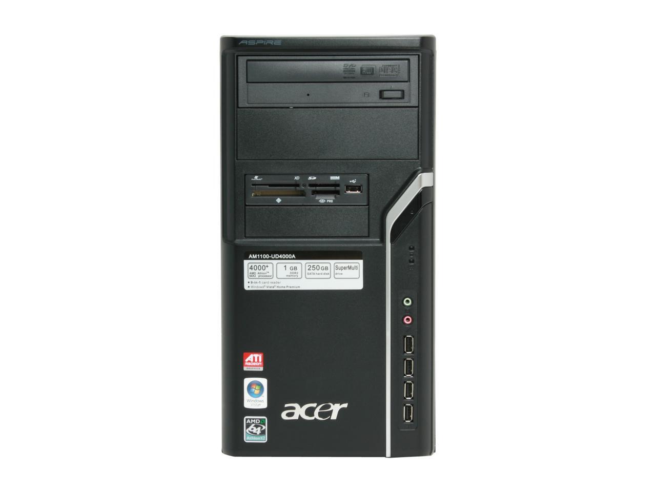Acer Desktop PC AM1100-UD4000A 4000+ 1GB DDR2 250GB HDD Windows Vista ...