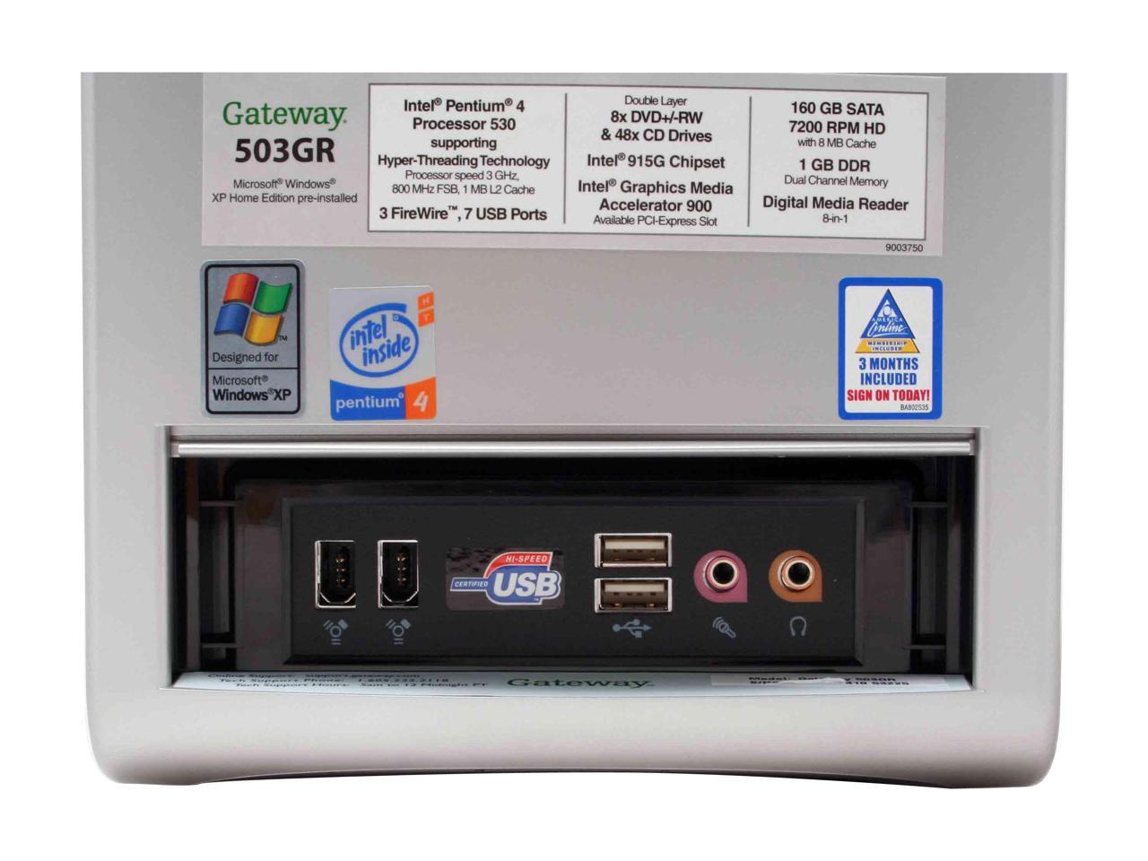 Gateway Desktop PC 503GR 3.00GHz 1GB DDR 160GB HDD Windows XP Home ...