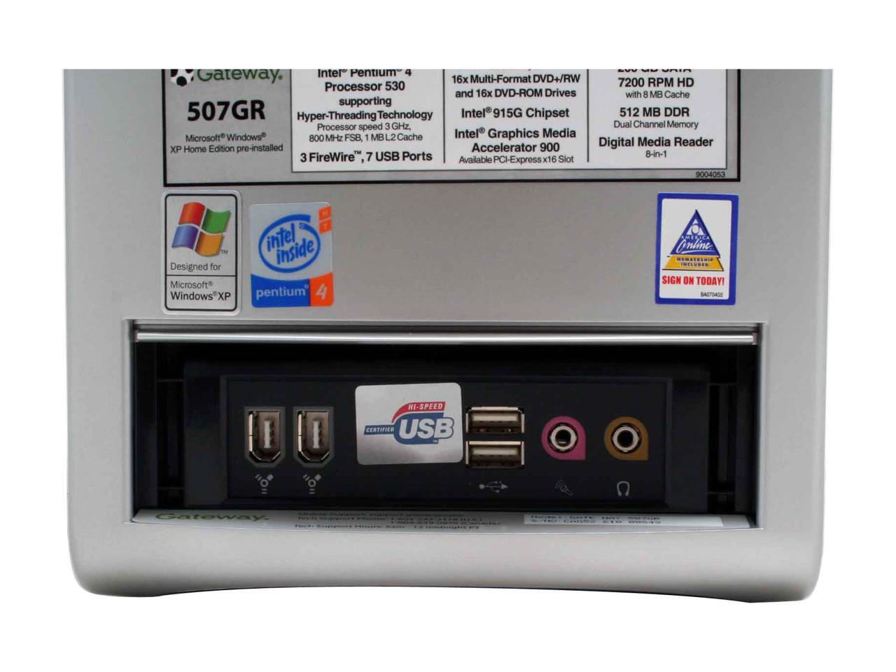 Gateway Desktop PC 507GR Intel Pentium 4 530 512MB DDR 200GB HDD ...