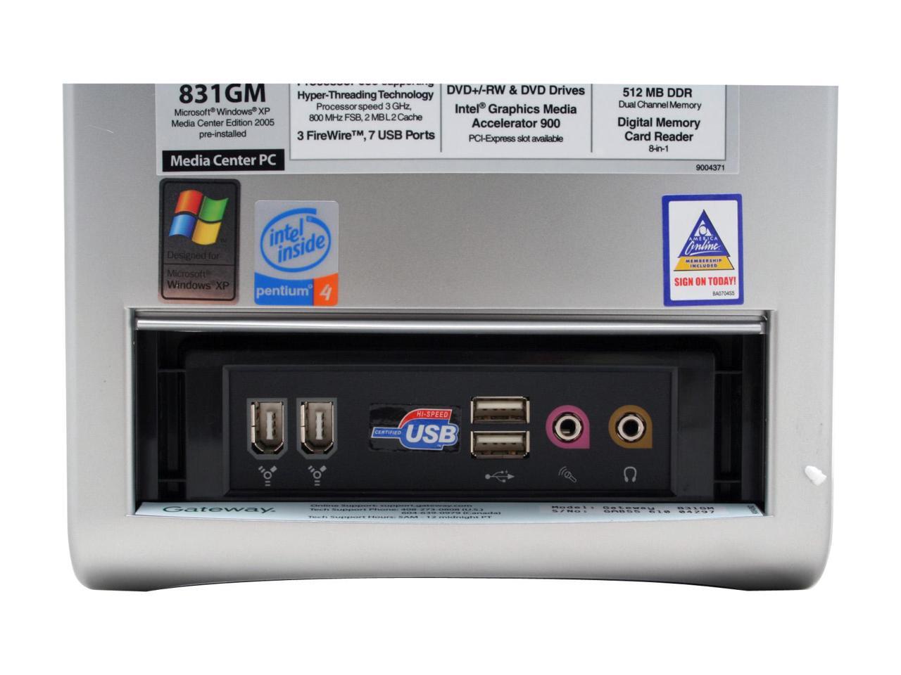 Gateway Desktop PC 831GM Intel Pentium 4 630 512MB DDR 200GB HDD ...