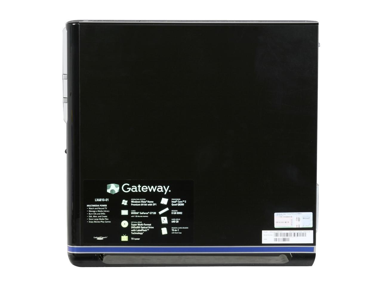 Gateway Desktop PC LX6810-01 Intel Core 2 Quad Q8200 8GB DDR2 640GB HDD ...