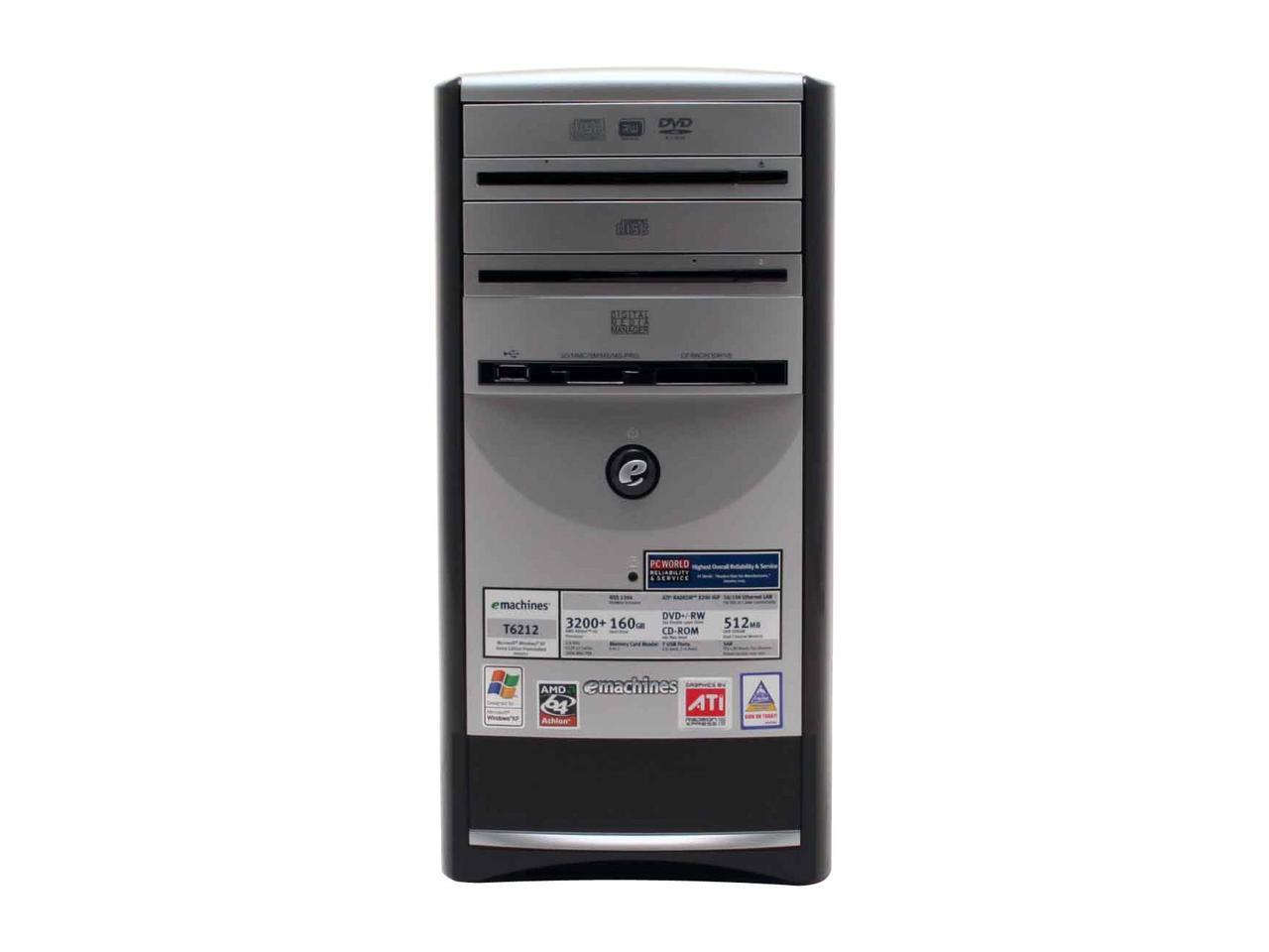 eMachines Desktop PC T6212 3200+ 512MB DDR 160GB HDD Microsoft Windows ...