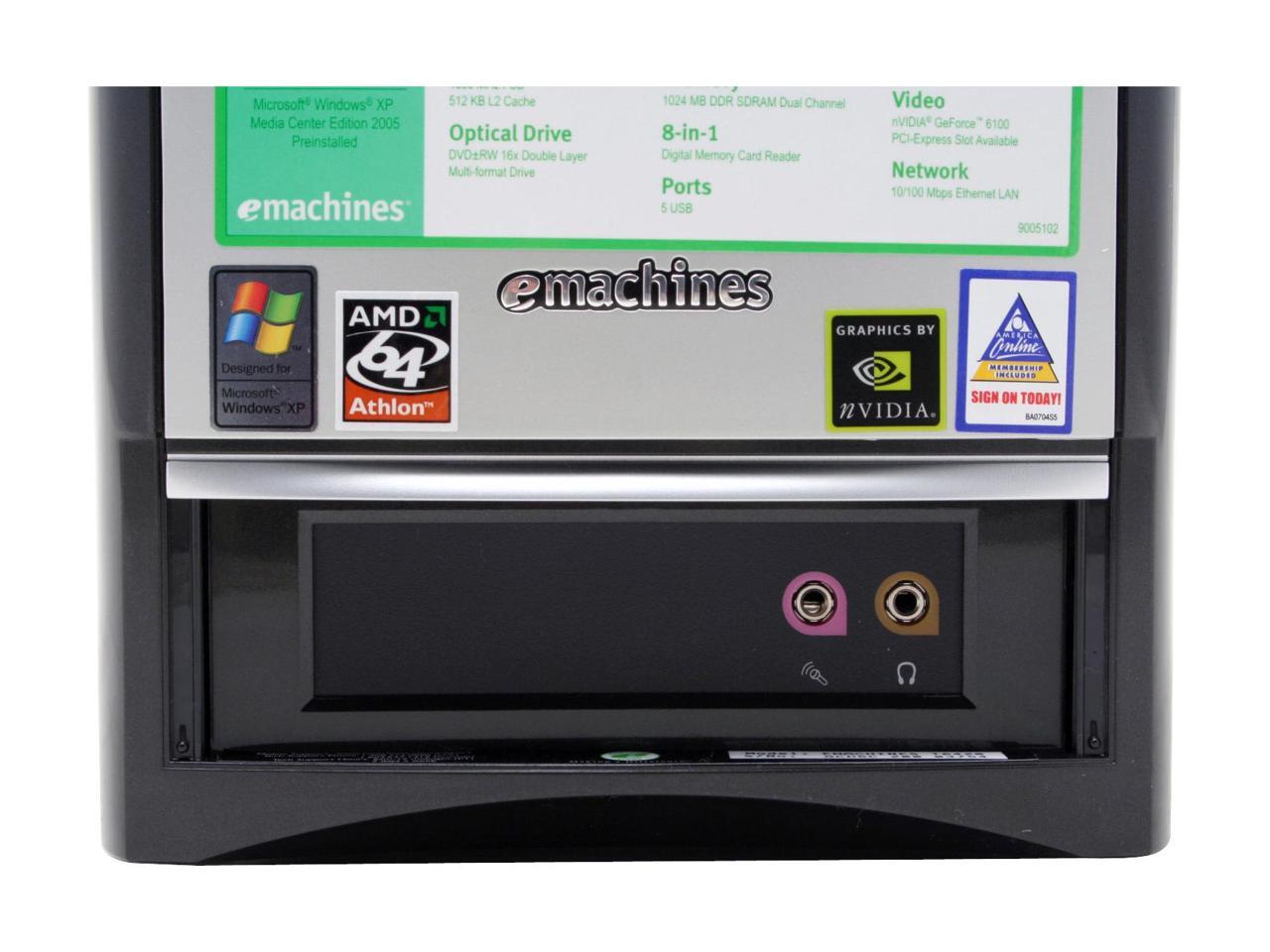 eMachines Desktop PC T6420 3400+ 1GB DDR 200GB HDD Windows XP Media ...