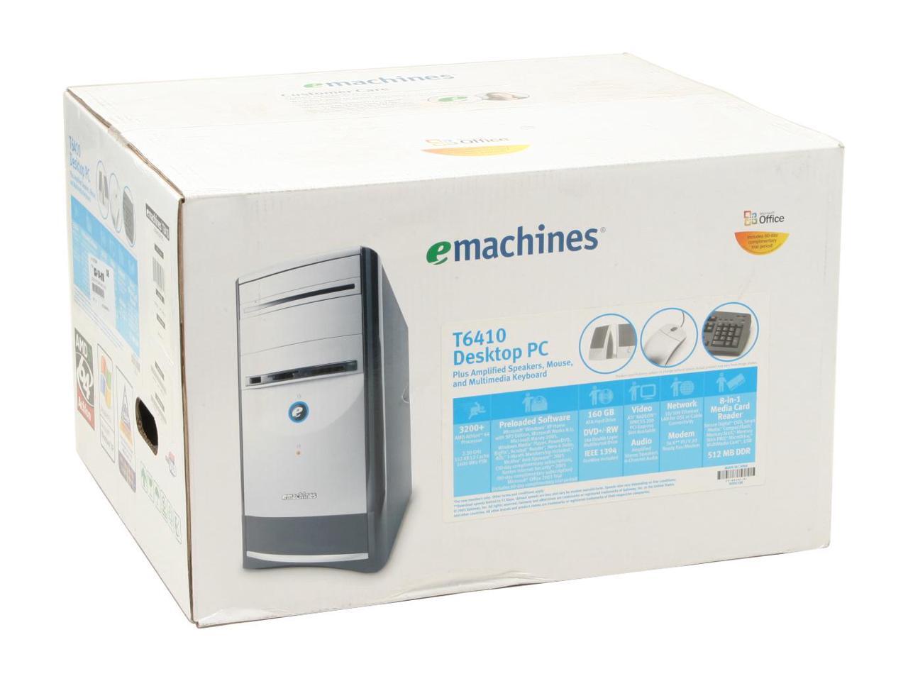 eMachines Desktop PC T6410 3200+ 512MB DDR 160GB HDD Windows XP Home ...