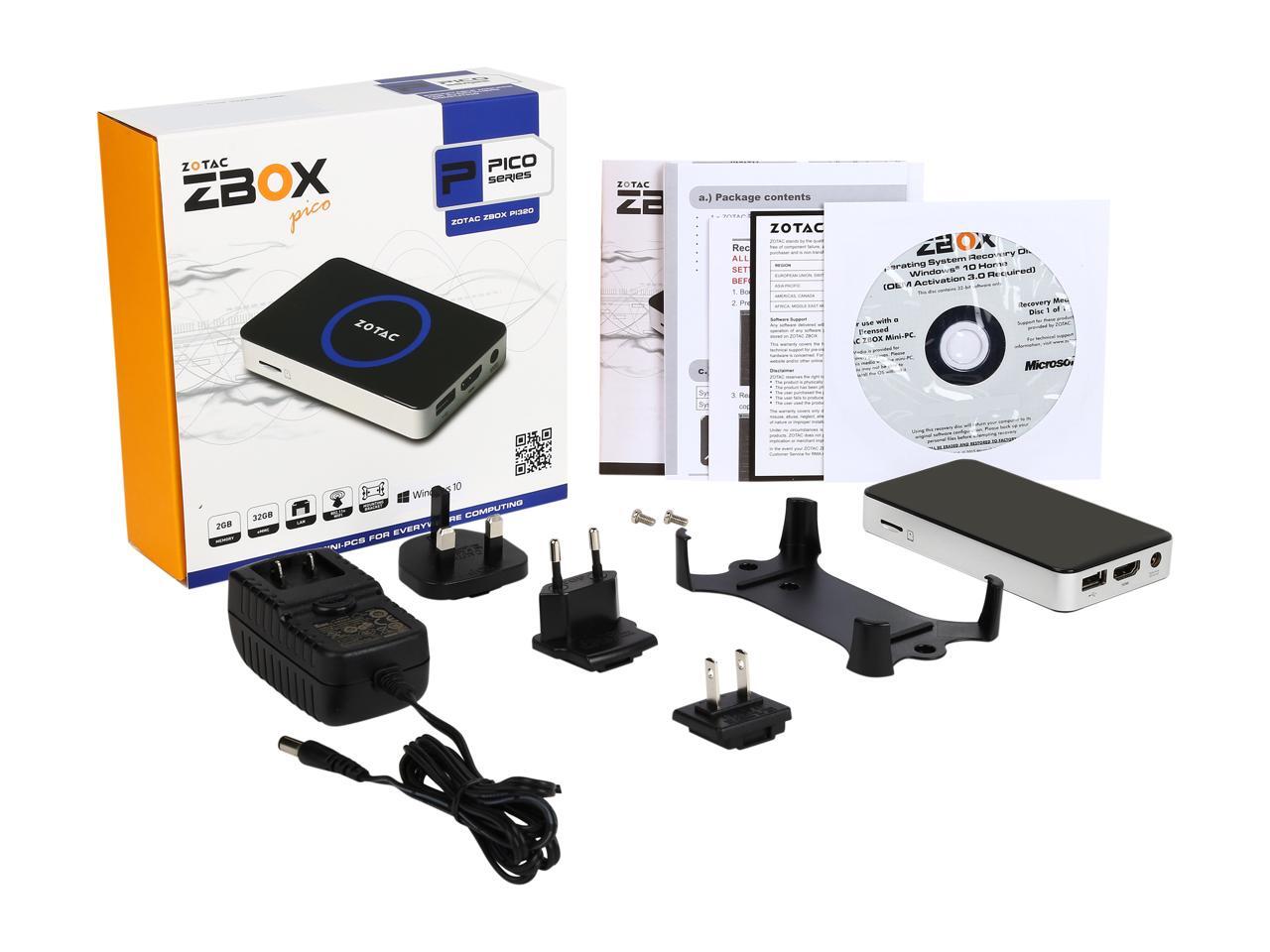 Zotac Mini PC ZBOX ZBox-PI320-W2B Intel Atom Z3735F (1.33GHz) 2GB DDR3 ...