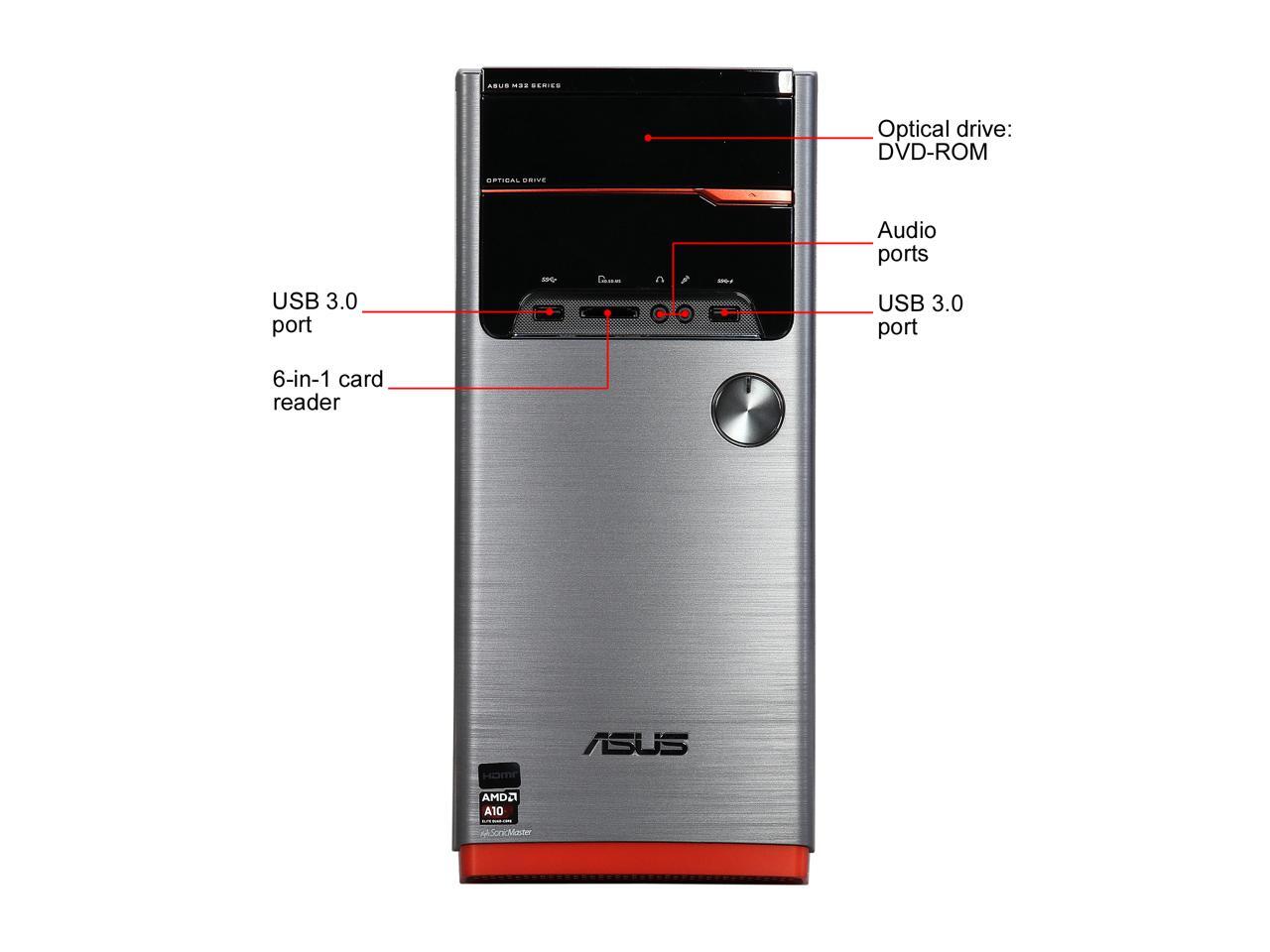 ASUS M32BF-DH02 Desktop PC, AMD A10-7800 3.5 GHz Processor, 8 GB DDR3 ...