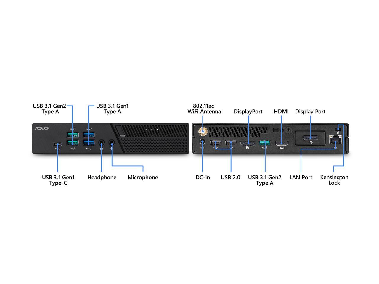 ASUS PB60 Mini PC - Intel Core i5-8400T - 8 GB DDR4 - 256 GB SSD ...