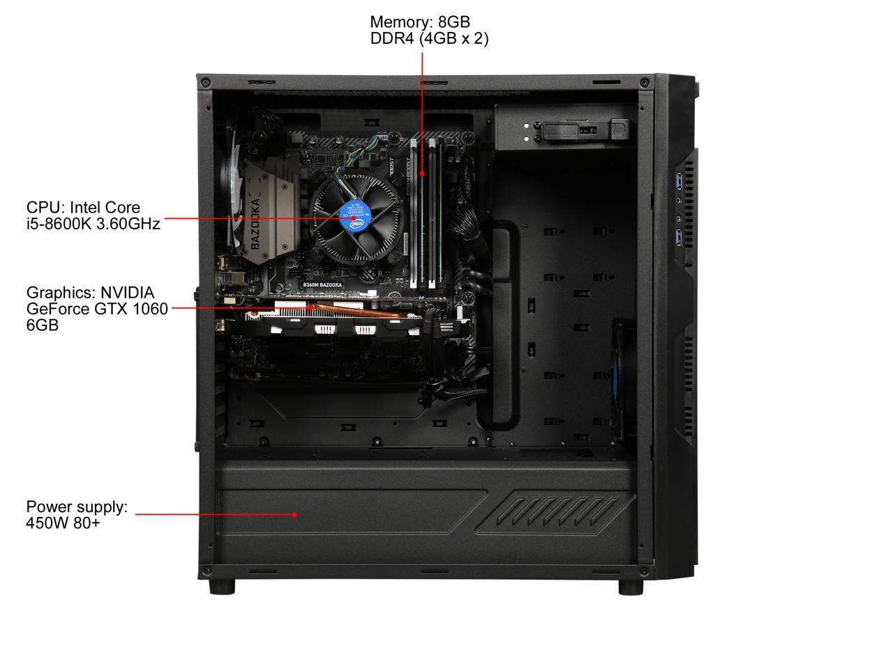 CyberpowerPC Gaming Desktop Gamer Xtreme C566 Intel Core i5+ 8th Gen ...