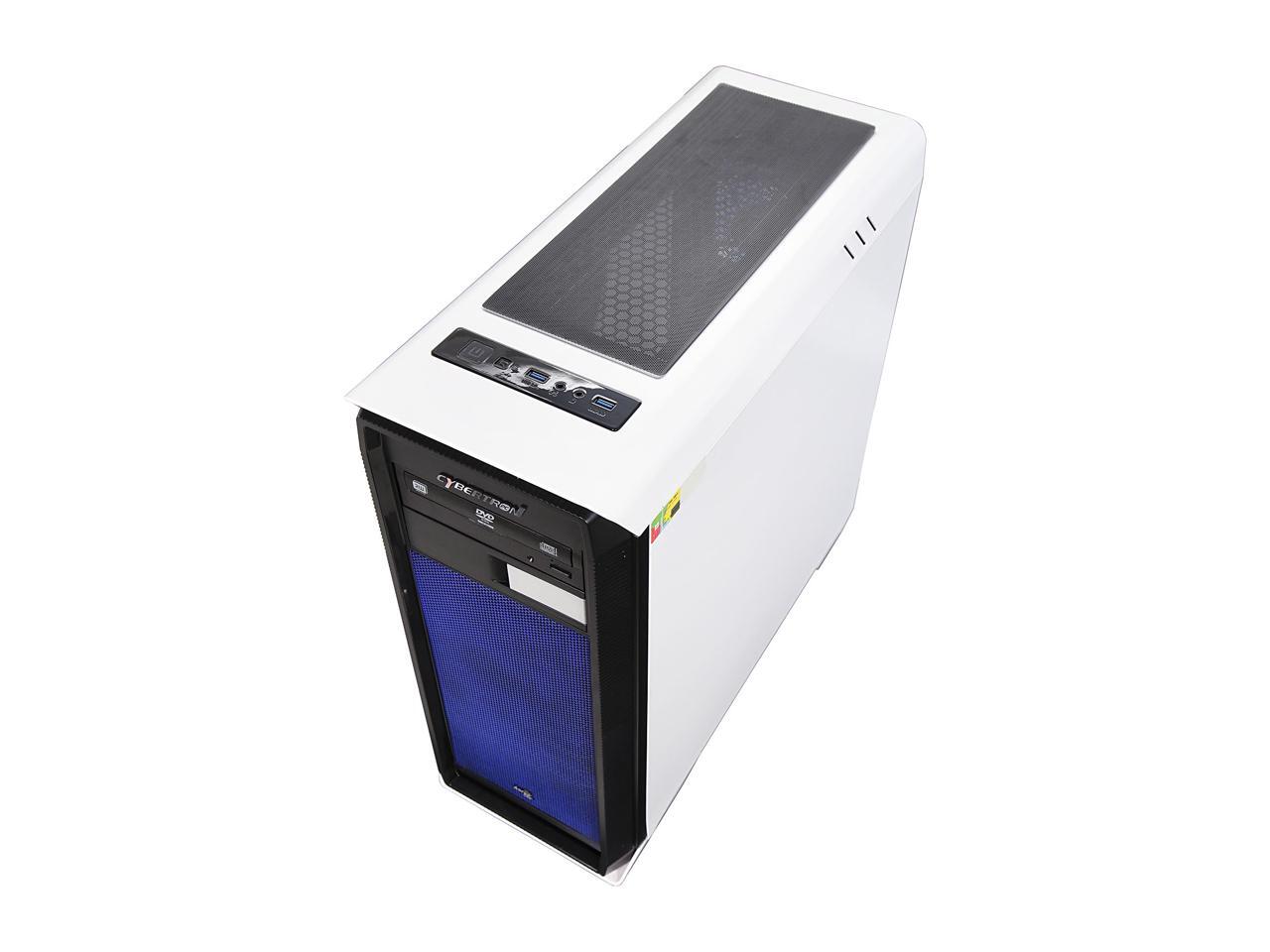 CybertronPC VR Ready Gaming Desktop PC Titanium-1080X (White with Blue ...