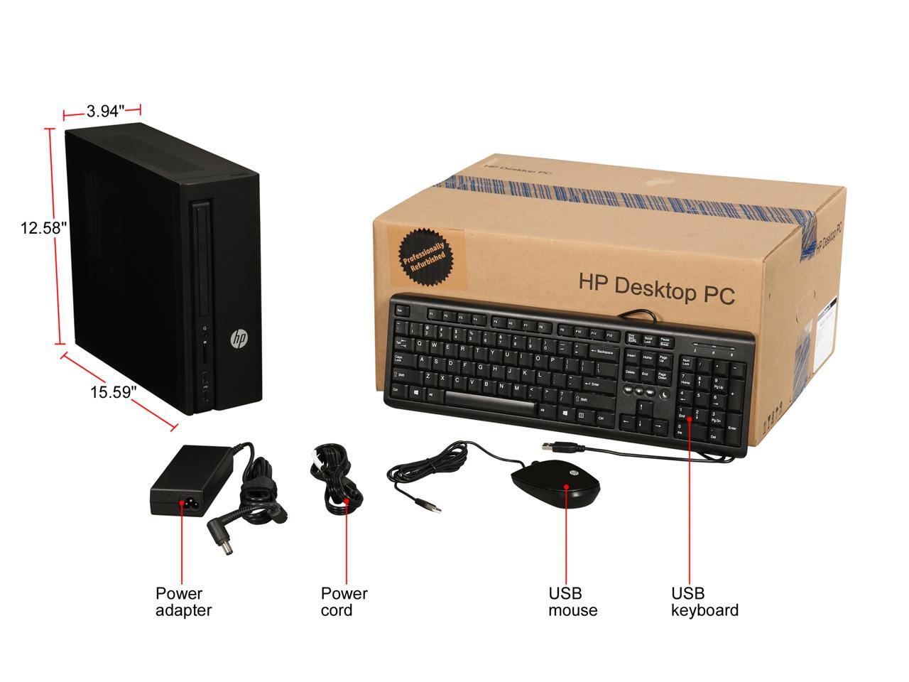 Refurbished: HP Desktop Computer Slimline 260-a010 Pentium J3710 (1.60 ...