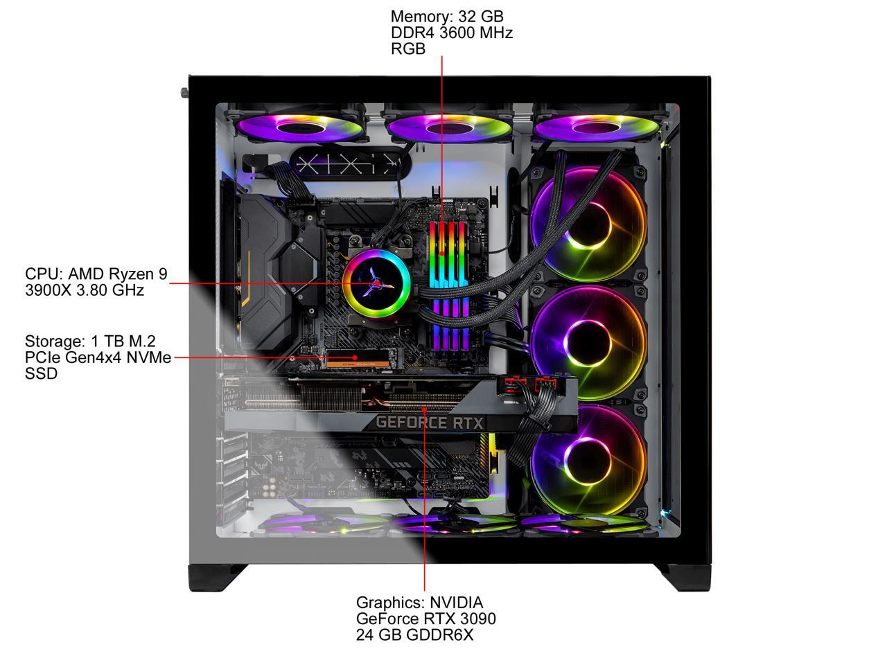 Skytech PRISM II Gaming PC Desktop - AMD Ryzen 9 3900X 3.80 GHz, RTX ...