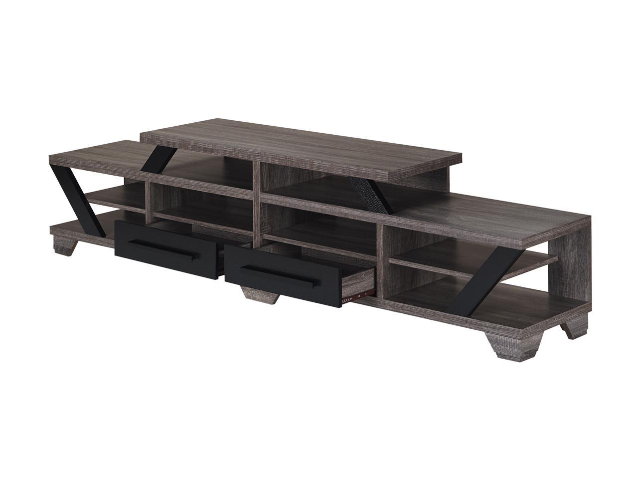 Furniture of America Dixon 82-Inch Wood TV Stand in Distressed Gray and ...