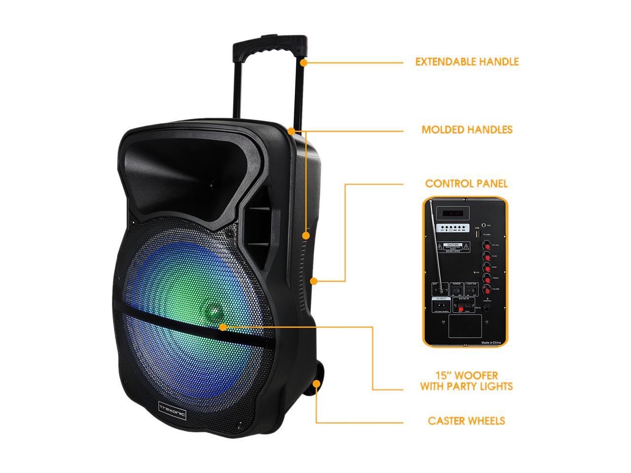 Trexonic TRX-15D Combination 15 Inch Bluetooth Portable Speaker and ...