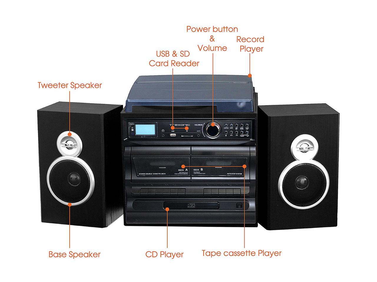 Trexonic TRX-811BS 3-Speed Turntable With CD Player, Dual Cassette Player - Newegg.com