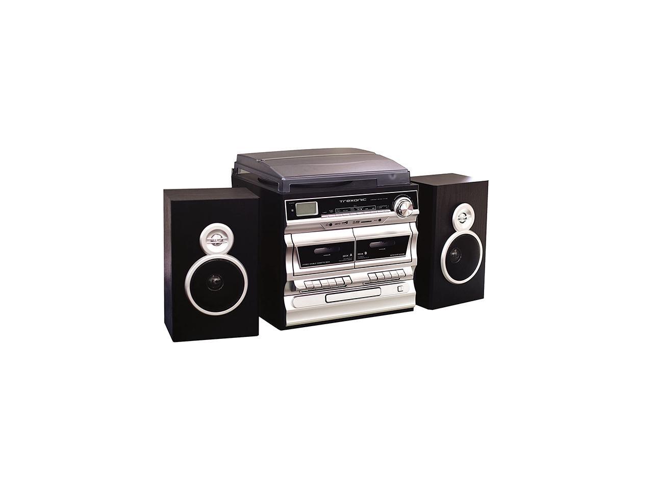 Trexonic 3-Speed Turntable With Bluetooth, Cassette and Wire Shelf ...