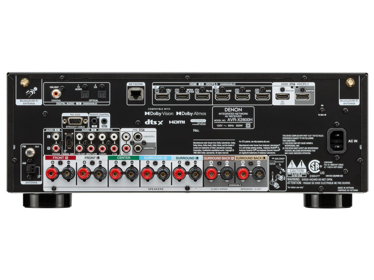Denon AVR-X2800H 7.2 Ch. 95W 8K AV Receiver with HEOS® Built-in - Black ...