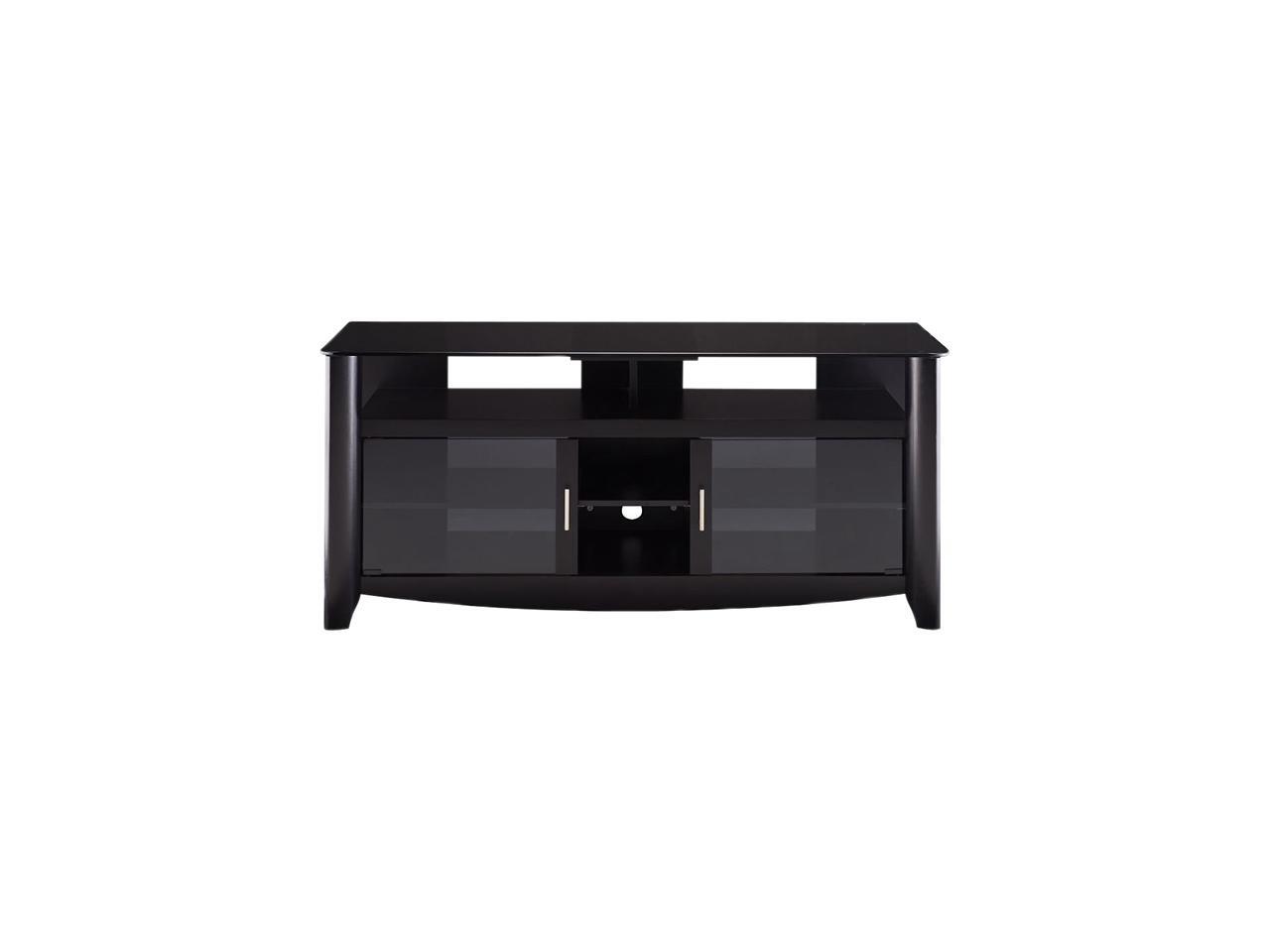 BUSH FURNITURE MY16960-03 Black Aero Collection TV Stand with Glass Top ...
