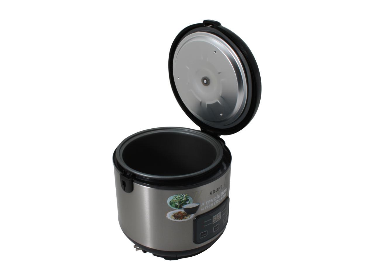 KRUPS FDH212-76 Black/Stainless Steel 10-Cup Automatic Rice Cooker ...