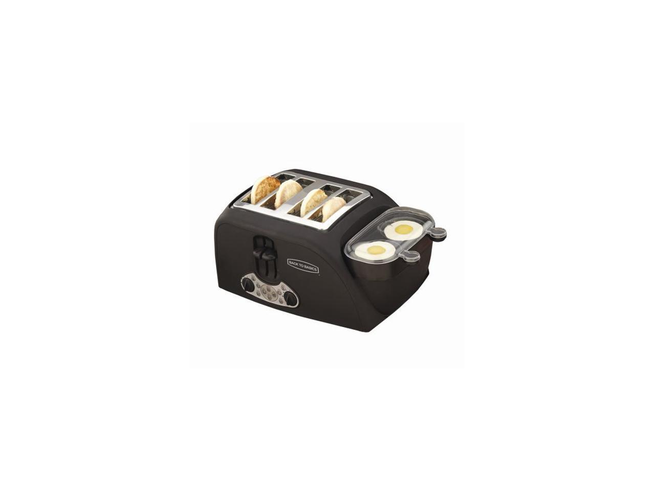 BACK TO BASICS TEM4500 Black Egg 'N Muffin 4-Slice Toaster/2 Egg Cooker ...